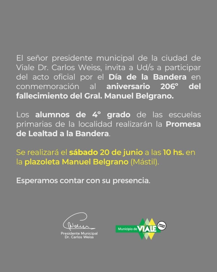 Día de la Bandera en Viale - Radio Siglo 21 - Hasenkamp